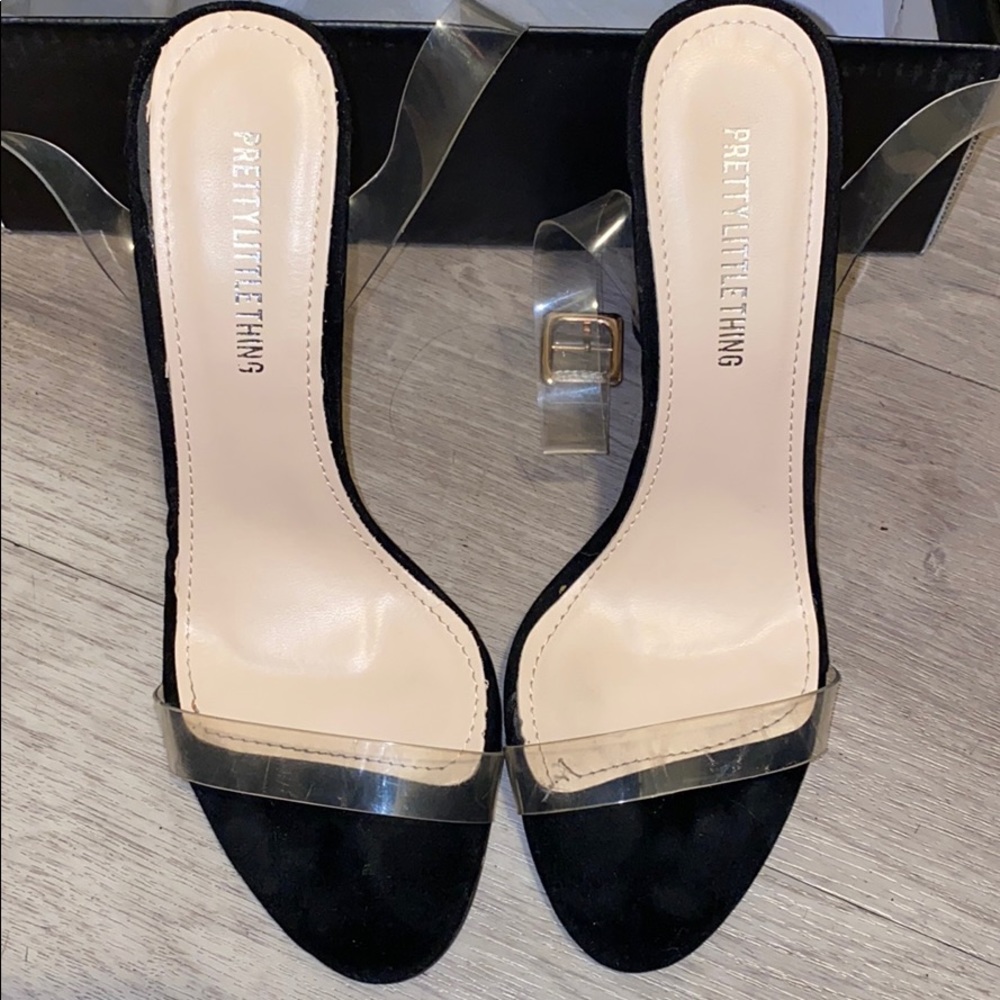 Black Clear Strap Heels - Gem